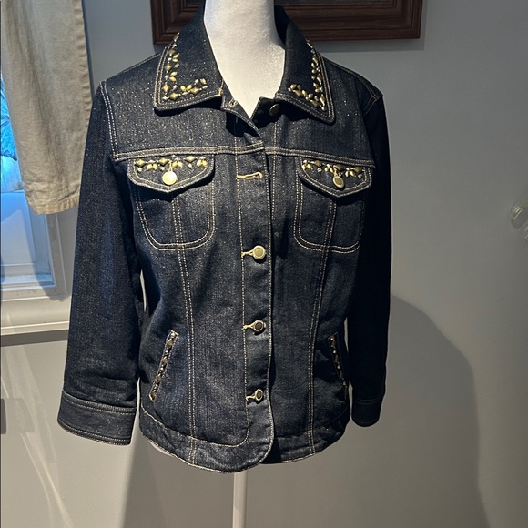 Ruby Rd. | Jackets & Coats | Ruby Rd Black Denim Jacket With Gold Studs ...